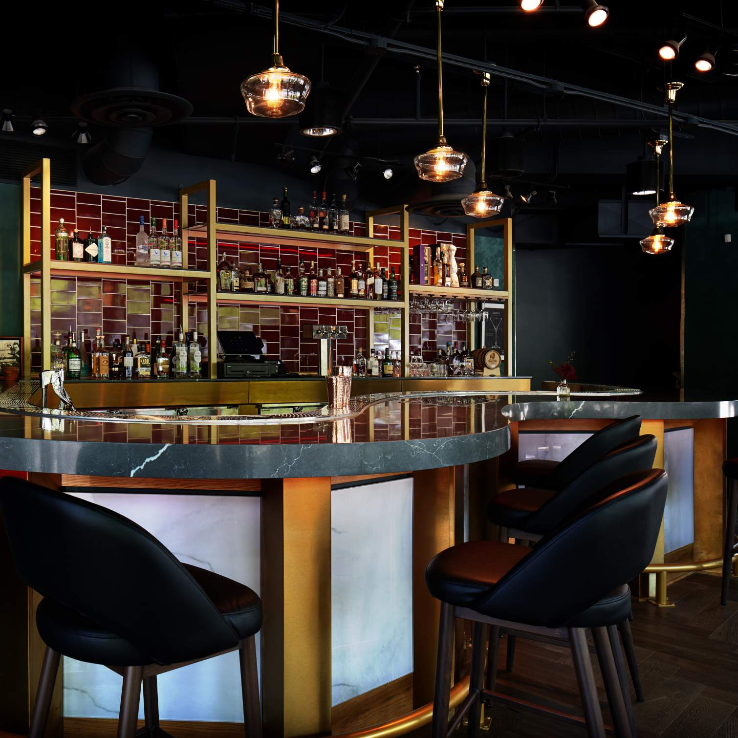 "S'' Curved Drink Rail - Bear Metal Works