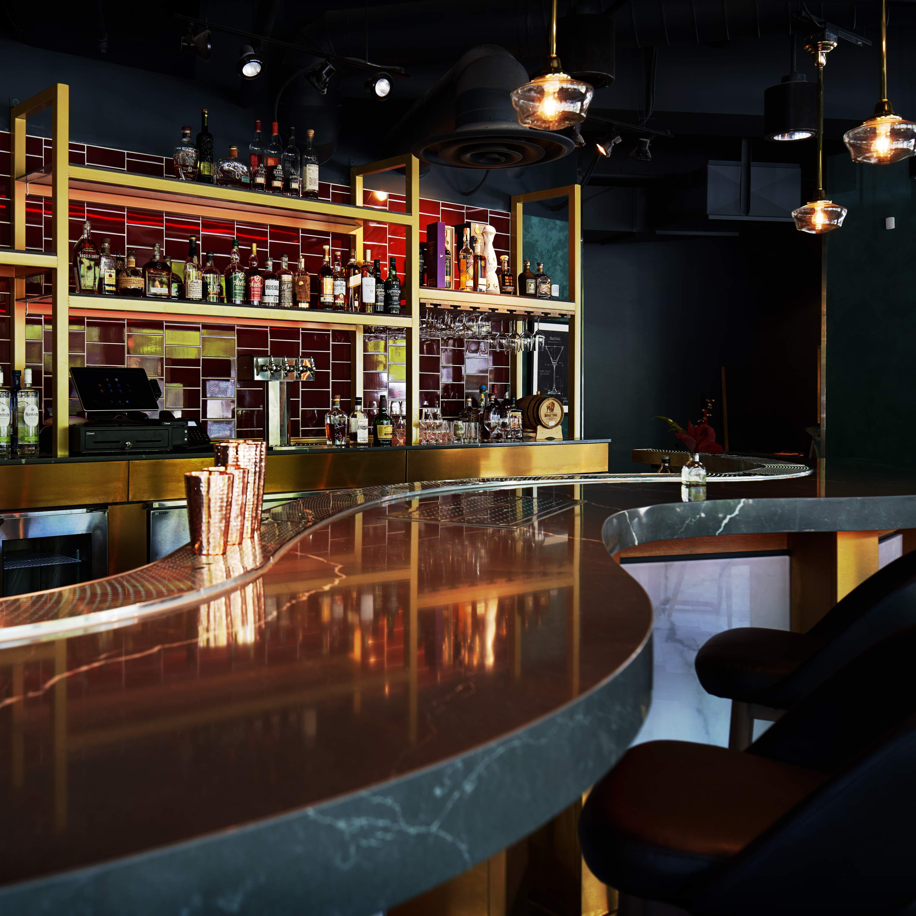 "S'' Curved Drink Rail - Bear Metal Works